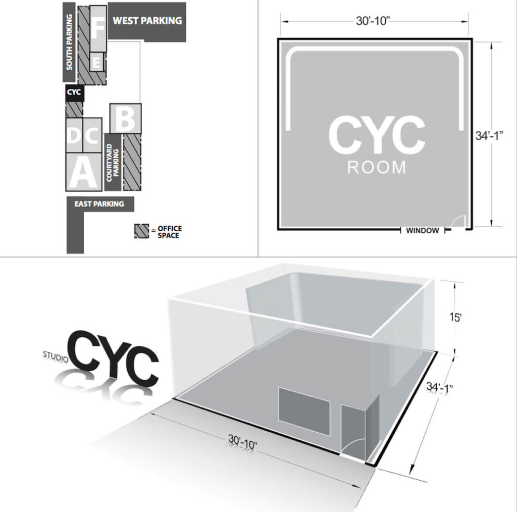 Four Corner Cyclorama Studio in Miami, Green & White CYC Wall